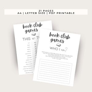 Book Club Party Games, Book Club Game Bundle, Icebreakers for Reading ...