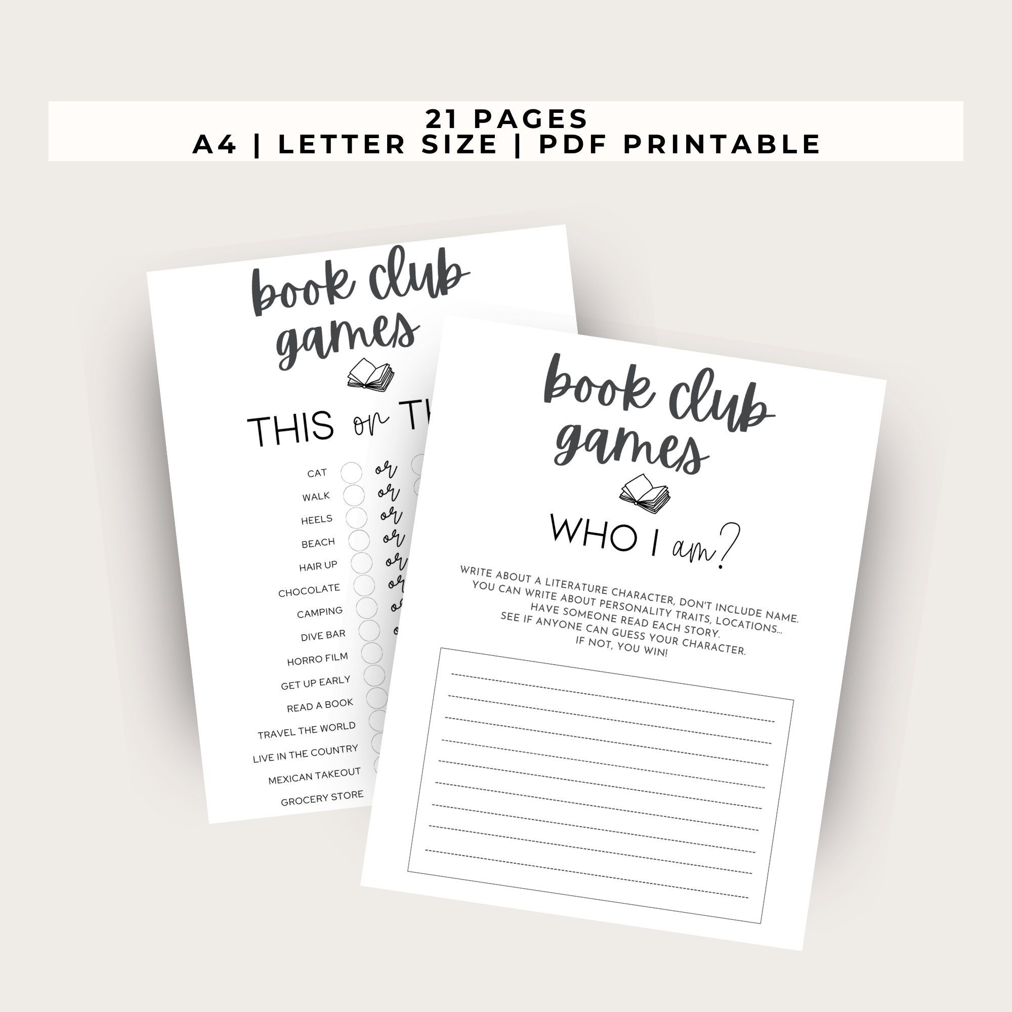 Book Club Party Games, Book Club Game Bundle, Icebreakers for Reading ...