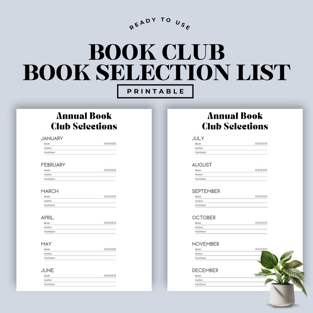 Book Club Host, Book Club Organizer, Yearly Book List, Book Club ...