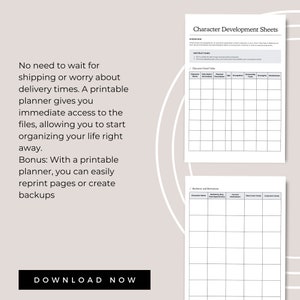Novel Outline Planner, Plot Planner, Character Development Workbook, Character Profile, Book ...