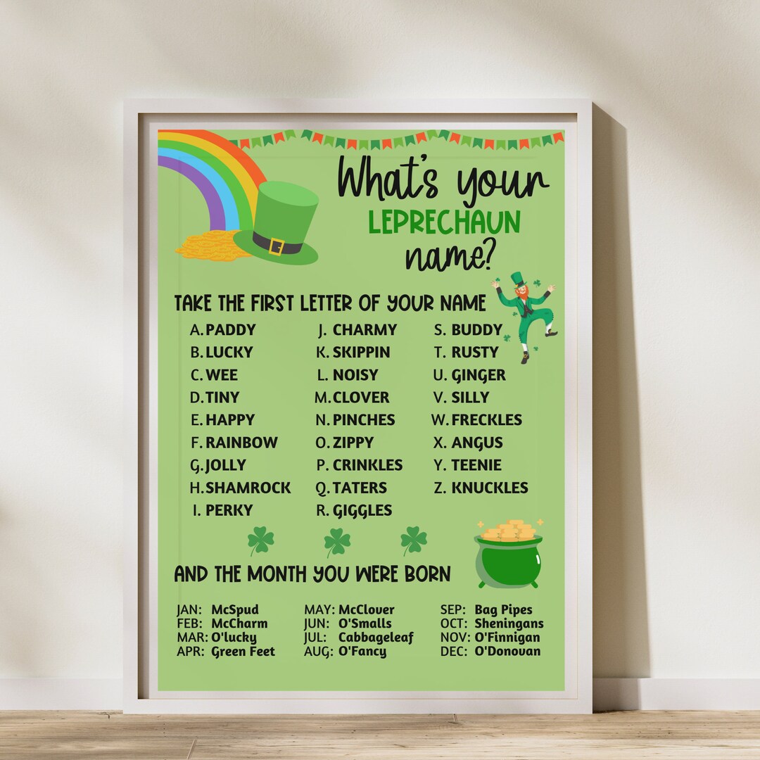 St Patricks Day Kid Games, What's Your Leprechaun Name, St Patricks ...