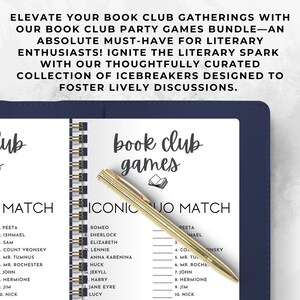 Book Club Party Games, Book Club Game Bundle, Icebreakers for Reading ...