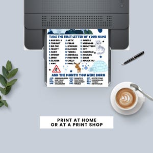 What's Your Yeti Name Party Game, Winter Games for Kids, Onederland ...