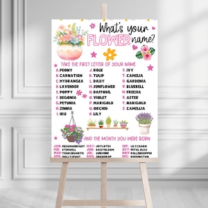 What's Your Flower Name Game, Flower Girl Activity, Spring Activity ...