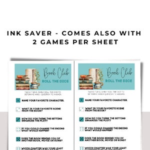 Book Club Roll the Dice, Book Club Discussion Questions, Book Club Game ...