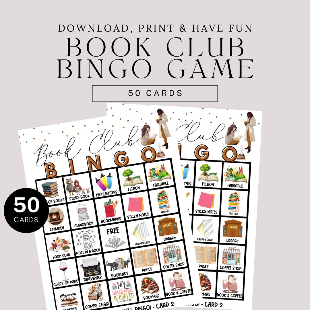 Fun Activity for Book-themed Party, Book Club Bingo Card Game ...
