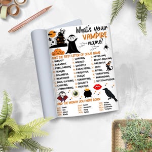 What's Your Vampire Game, Halloween Party Game for Kids, Halloween ...