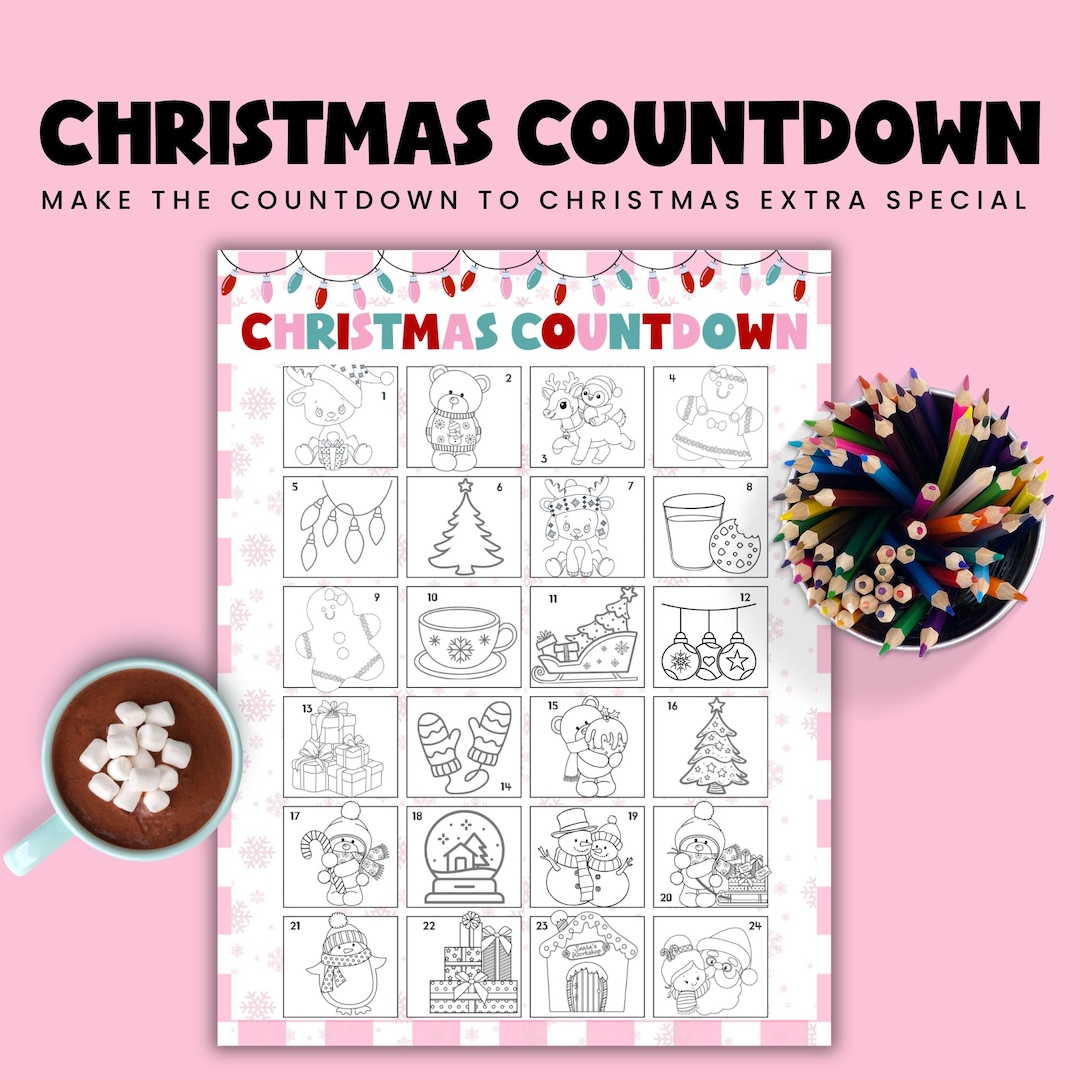 Printable Christmas Advent Calendar for Kids, Christmas Countdown ...