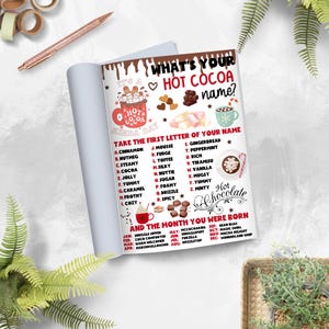 What's Your Cocoa Name, Hot Cocoa Bar Decor, Hot Chocolate Bar ...