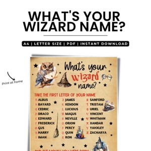 What is Your Wizard Name Game, Magic Party, Wizard Birthday Game Party ...