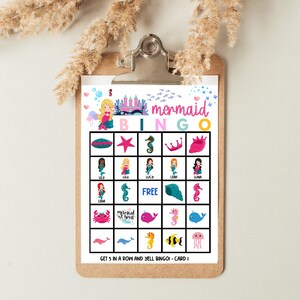 Bingo Game for Kids, Mermaid Bingo Cards for Kids, Mermaid Birthday ...