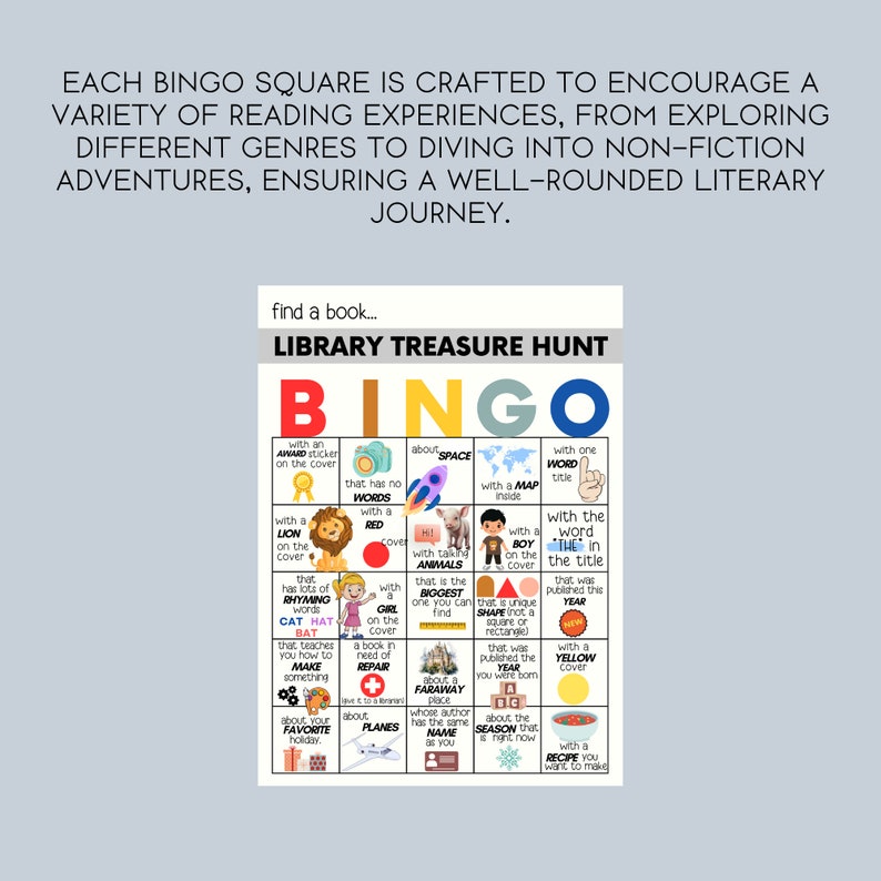 Reading Game for Kids, Library Scavenger Hunt, Library Treasure Hunt ...