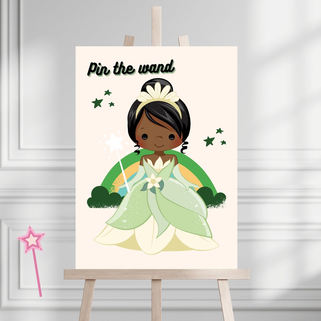 Pin the Tail on the Princess, Black Princess Birthday Party, Princess ...