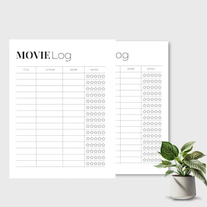 Printable Movie Log, Movie Watchlist, Movies to Watch Tracker Template ...