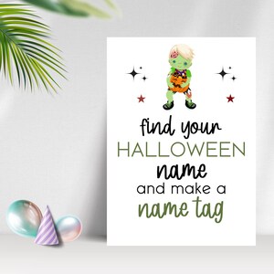 Whats Your Halloween Name Game, Halloween Party Sign, Spooky Kids Party ...