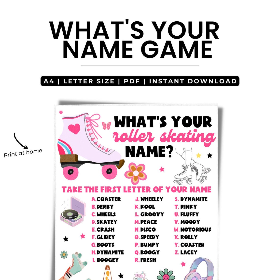 What's Your Roller Skating Name, Let's Roll Birthday Party, Skating ...
