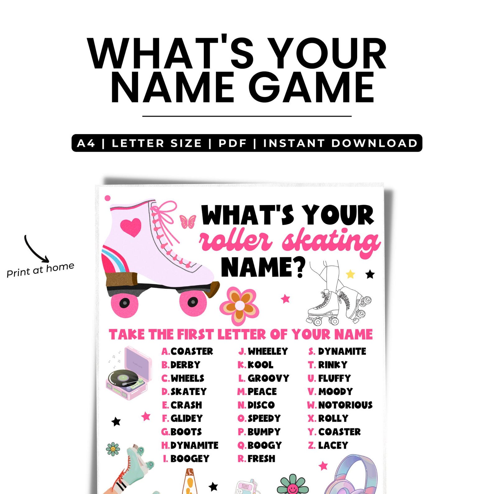 What's Your Roller Skating Name, Let's Roll Birthday Party, Skating ...