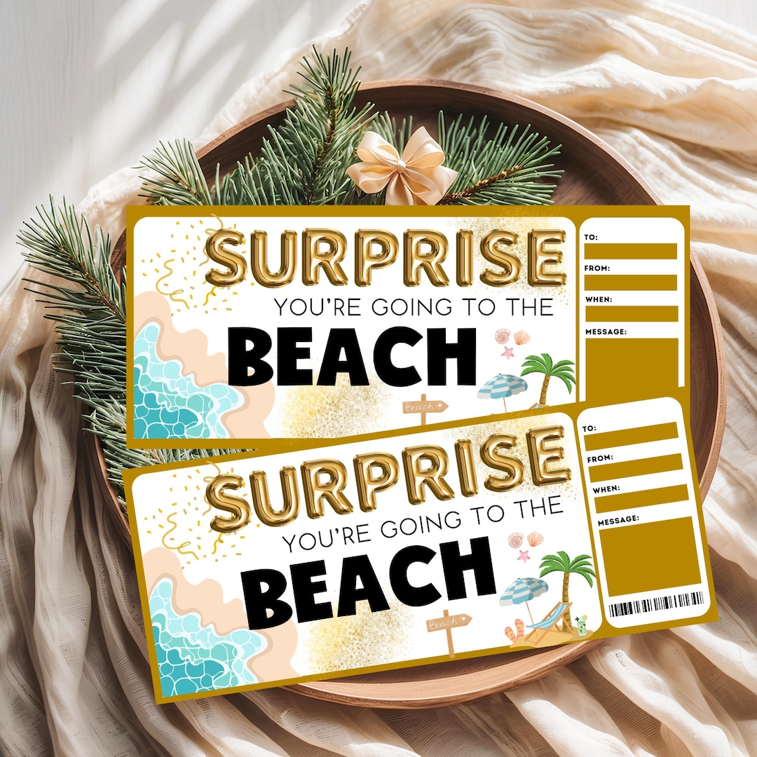 Beach Trip Surprise, Vacation Reveal Ticket, You’re Going to the Beach ...