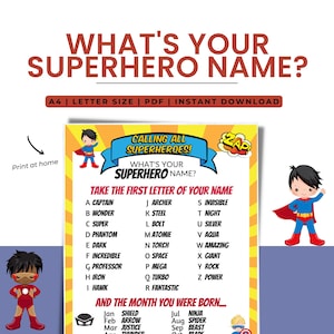 Whats Your Superhero Name Printable, Superhero Name Game, Superhero ...