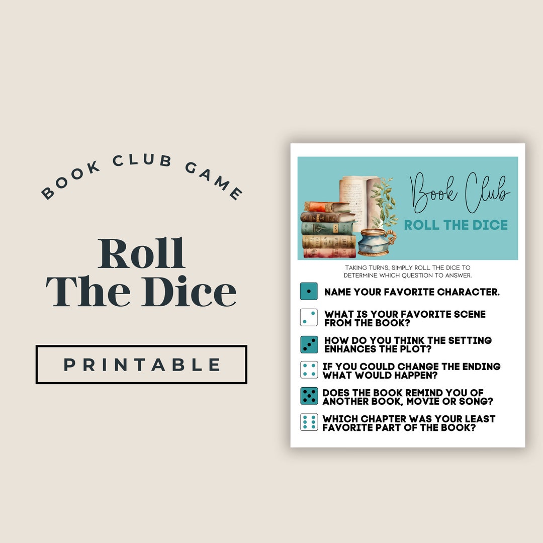 Book Club Roll the Dice, Book Club Discussion Questions, Book Club Game ...