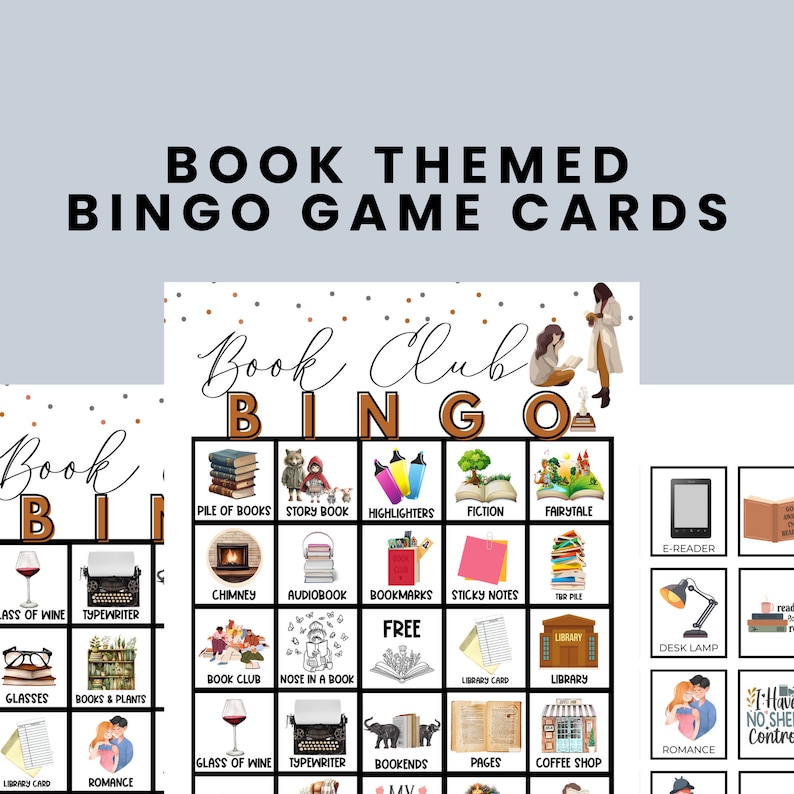 Fun Activity for Book-themed Party, Book Club Bingo Card Game ...