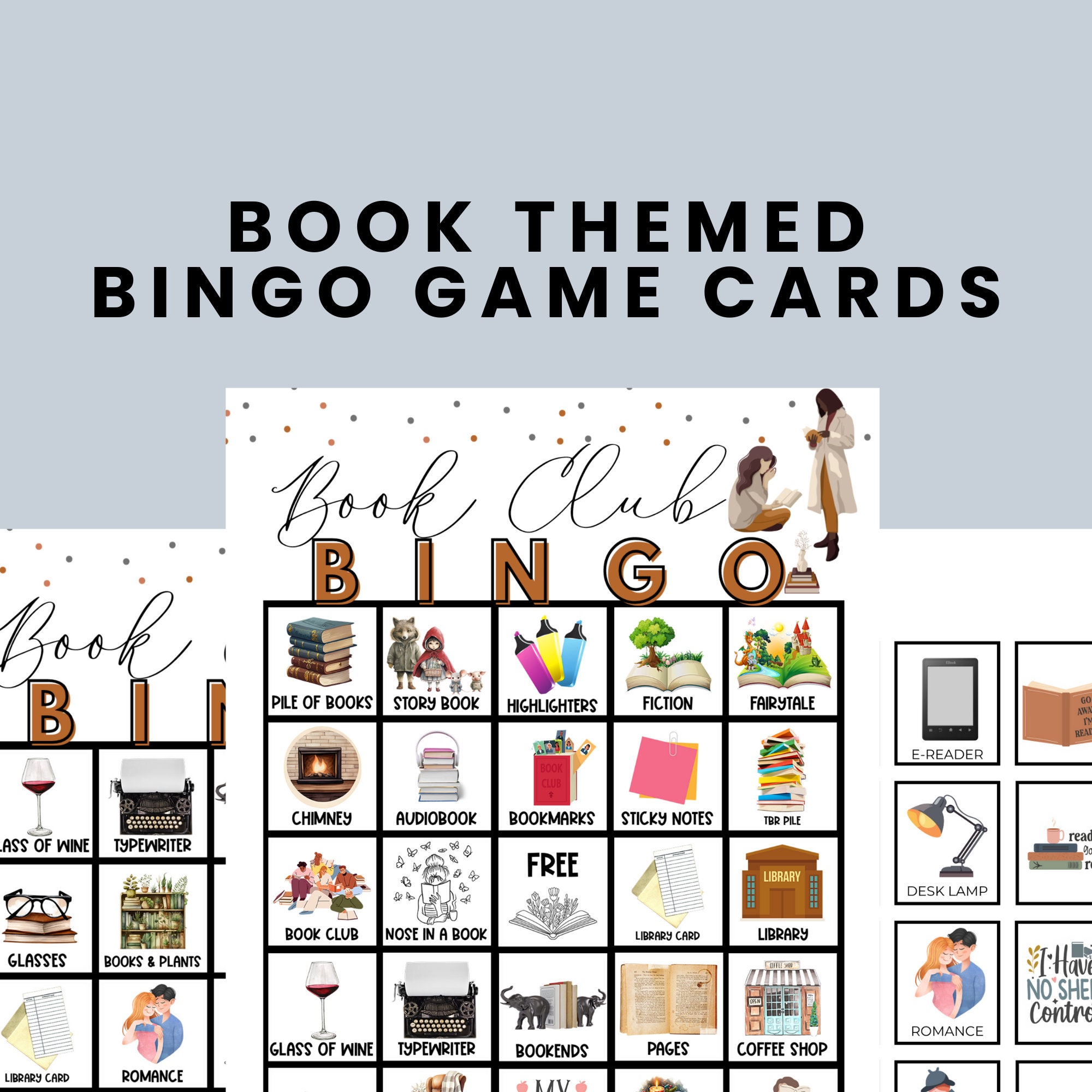 Fun Activity for Book-themed Party, Book Club Bingo Card Game ...