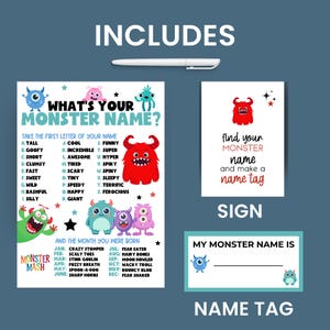 What's Your Monster Name Game, Monster Party Decor, Monsters Birthday ...