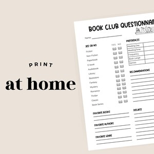 Book Club Schedule, Book Club Survey Questionnaire, Reading Group ...