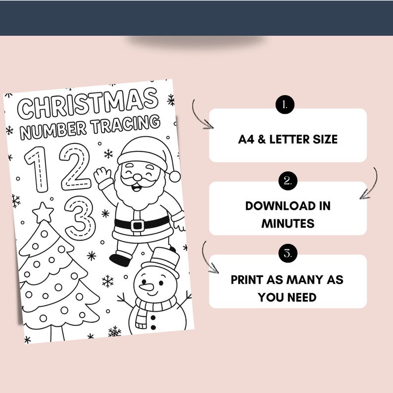 Toddler Christmas Number Tracing, Daily Elf Activity, Preschool ...