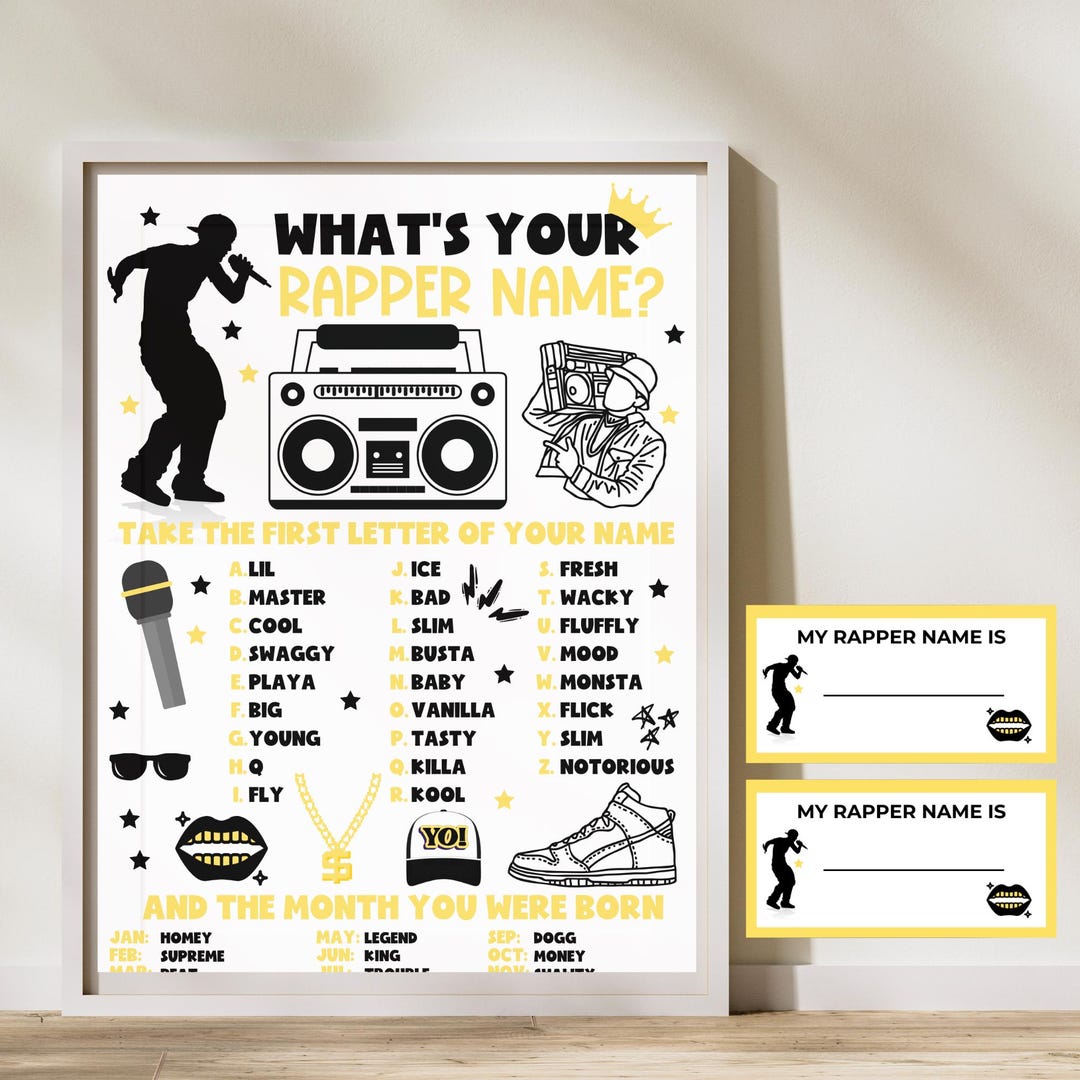What's Your Rapper Name, Notorious One, Hip Hop Party Decor, Music ...