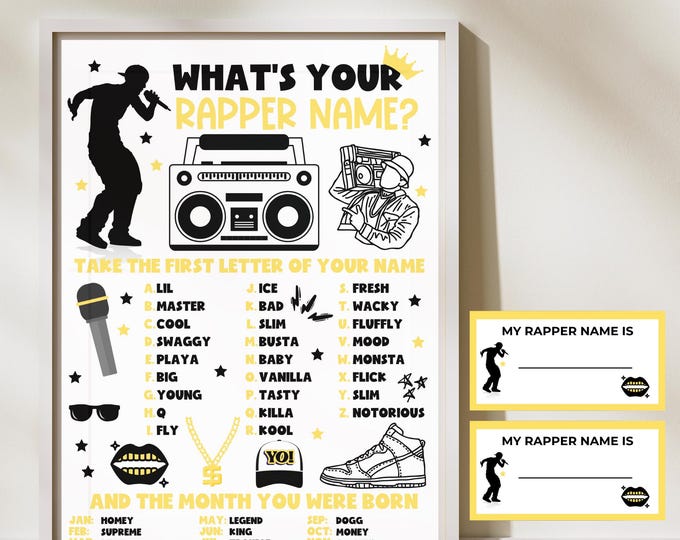 What's Your Rapper Name Sign, Rapper Party Sign, Rapper Hip Hop ...