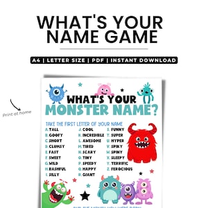 What's Your Monster Name Game, Monster Party Decor, Monsters Birthday ...