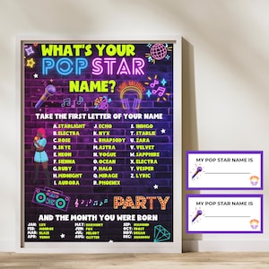 Popstar Birthday Party, Party Like A Popstar, What's Your Popstar Name ...
