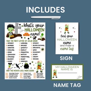 Whats Your Halloween Name Game, Halloween Party Sign, Spooky Kids Party ...