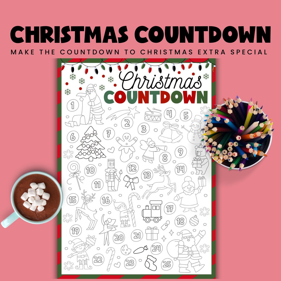 Compte à rebours à colorier de Noël, Cartes d'activités de l'Avent ...