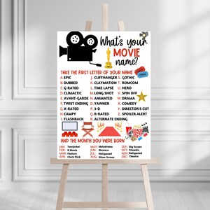 Whats Your Movie Name Game, Movie Night Party Game, Movie Birthday ...