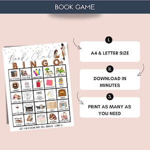 Fun Activity for Book-themed Party, Book Club Bingo Card Game ...