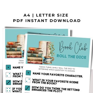 Book Club Roll the Dice, Book Club Discussion Questions, Book Club Game ...