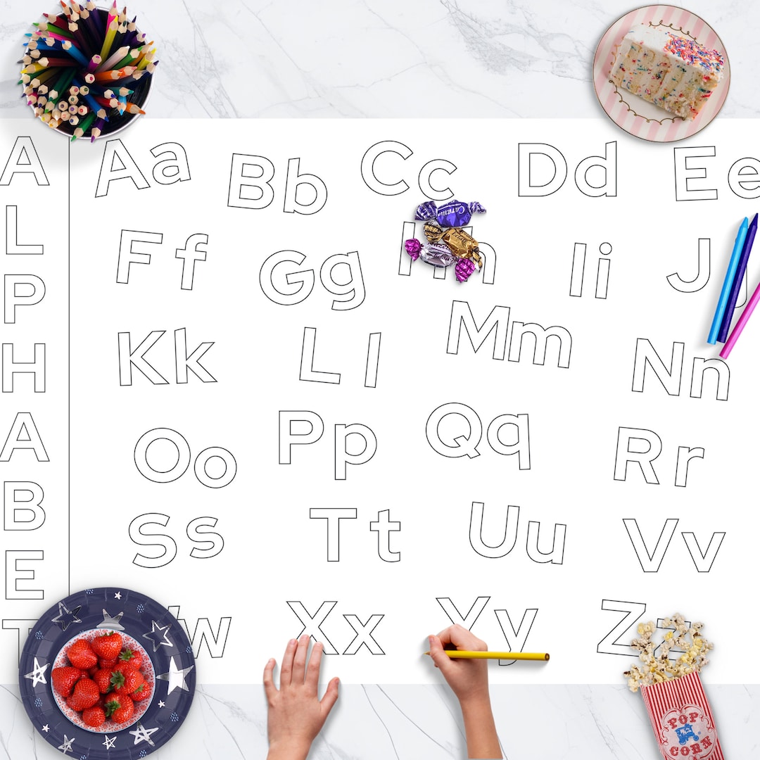 Large Colouring Alphabet Poster, Preschool Colouring Activity ...