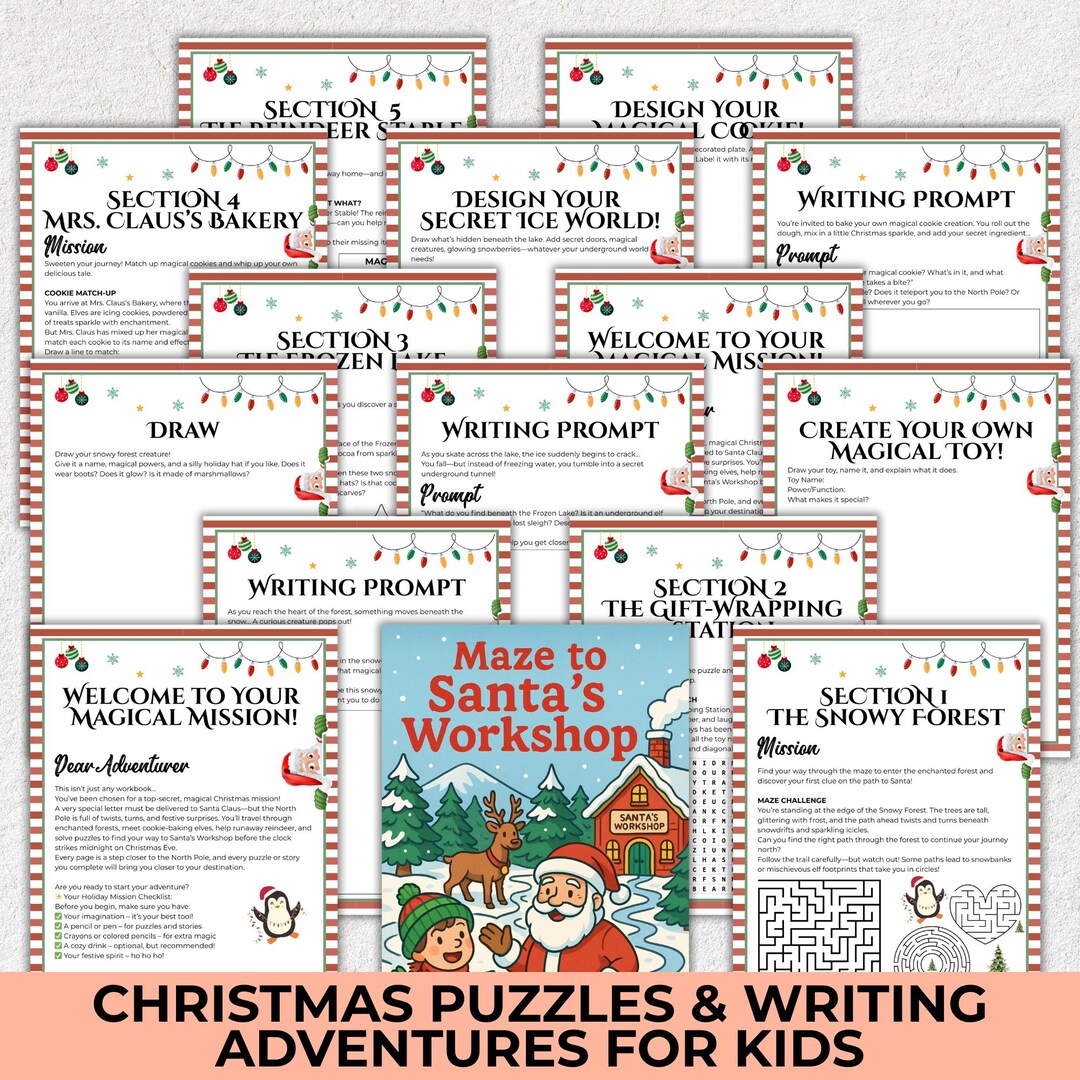 Christmas Puzzle Maze for Kids, Christmas Party Games, Christmas Eve ...