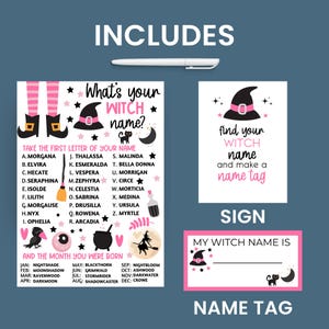 Whats Your Witch Name Printable, Halloween Party Game, Witch Halloween ...