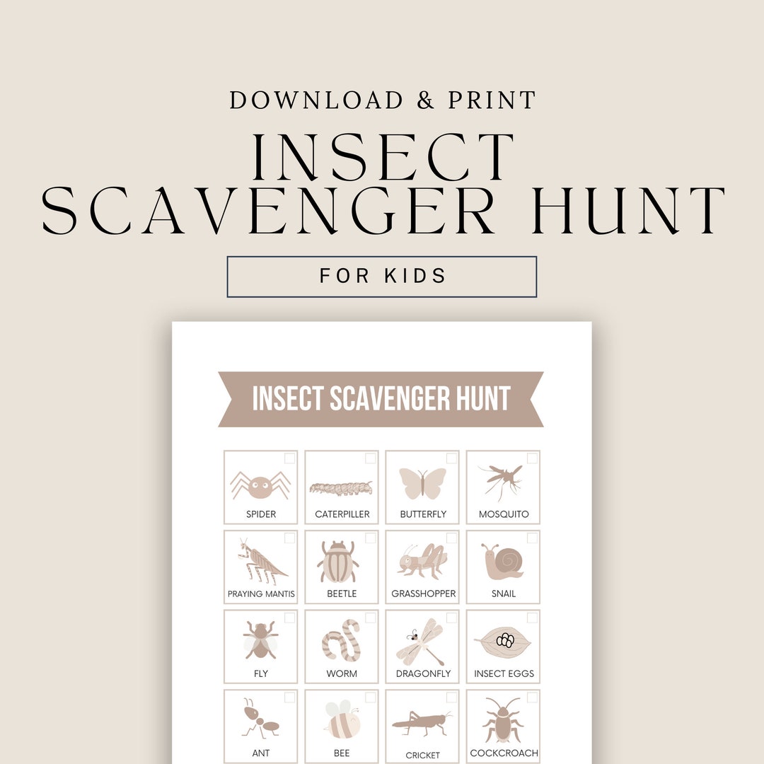 Insect Scavenger Hunt, Nature I Spy Game, Children Treasure Hunt, Kids ...