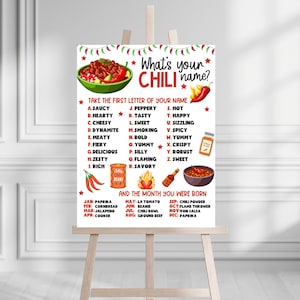 What's Your Chili Name Party Game, Chili Cook off Contest, Chili Party ...