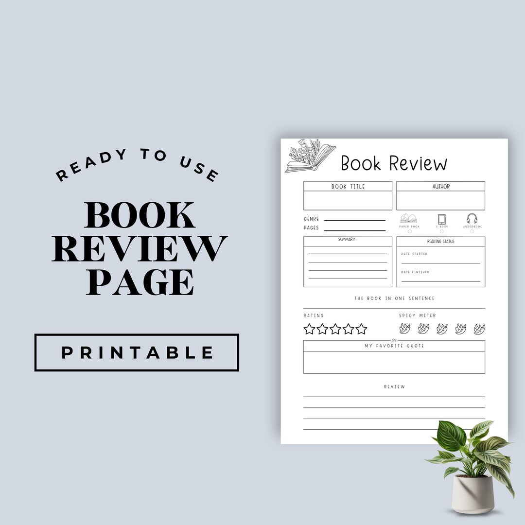 Printable Reading Journal, A5 Journal Page, Bullet Journal Insert ...