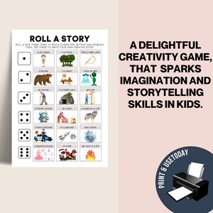 Story Game for Kids, Roll A Story Game, Sleepover Party Game, Family ...