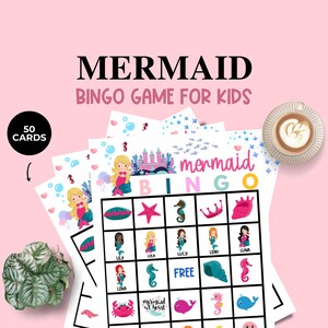Bingo Game for Kids, Mermaid Bingo Cards for Kids, Mermaid Birthday ...