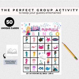 Bingo Game for Kids, Mermaid Bingo Cards for Kids, Mermaid Birthday ...