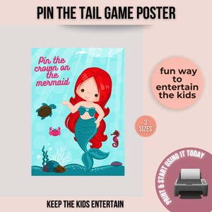 Pin the Crown on the Mermaid, Mermaid Birthday Party, Girls Kids Party ...