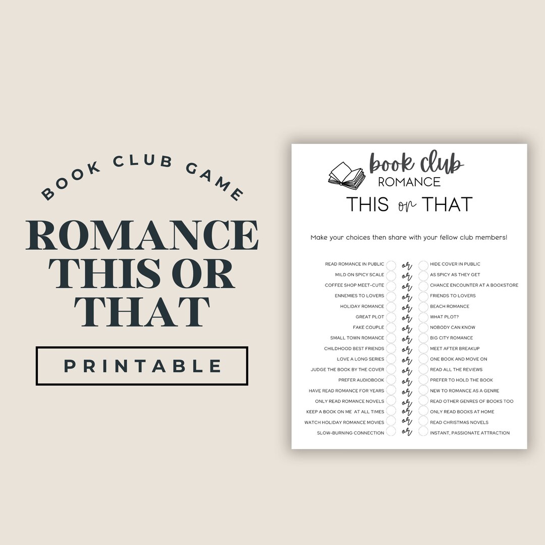 This or That Game, Romance Tropes Game, Romance Book Club Game ...