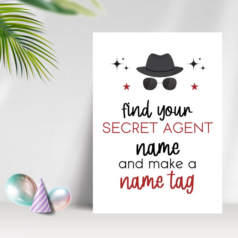 Secret Agent Badges, Secret Agent Name Generator, Spy Birthday Party ...